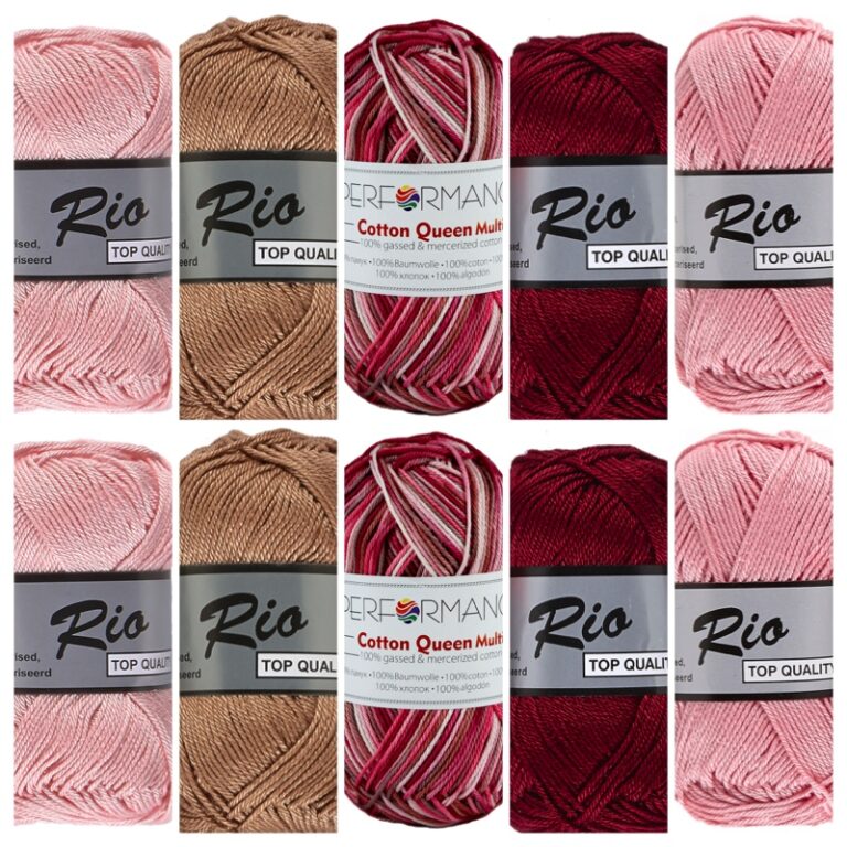 Rio en Queen roze bruin katoengaren pakket - GoedkoopGaren.nl